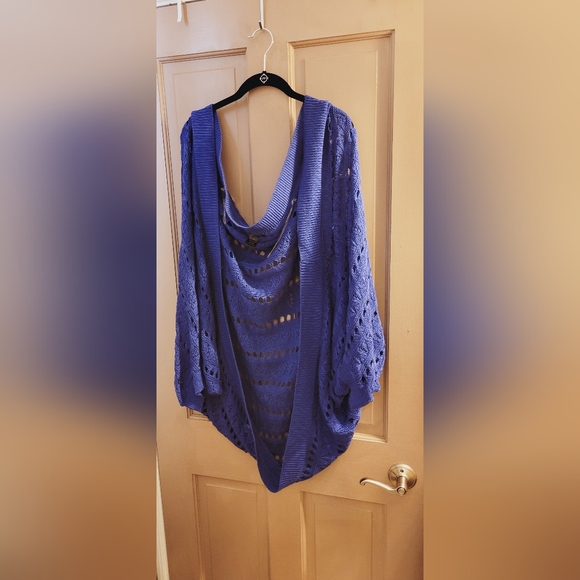 Ashley Stewart | Sweaters | Ashley Stewart 2224 Blue Open Knit Cardigan ...